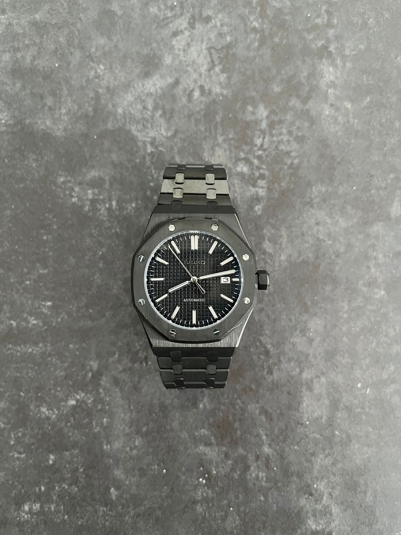 Seiko Mod - 41mm Royal Oak Automatic All Black With Silver Screws ...